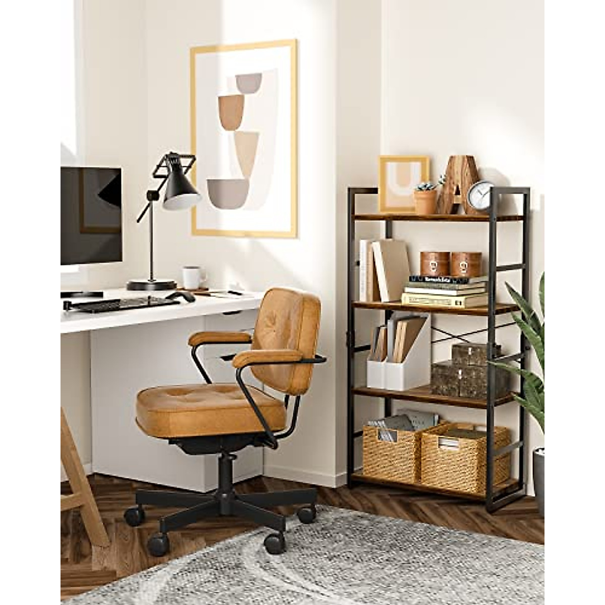 Pipishell 4 Tier Corner Shelf & 4 Tier Standing Bookshelf