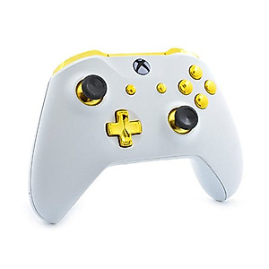 "White/Gold" UN-MODDED Custom Controller compatible with Xbox One S/X Unique Design (with 3.5 jack)