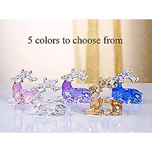 DOJOZ Crystal Deer Animals Lovely Elegant Craft Decorations for Home Ornaments Christmas Collectible Birthday Gifts Reindeer Figurines (Gold)