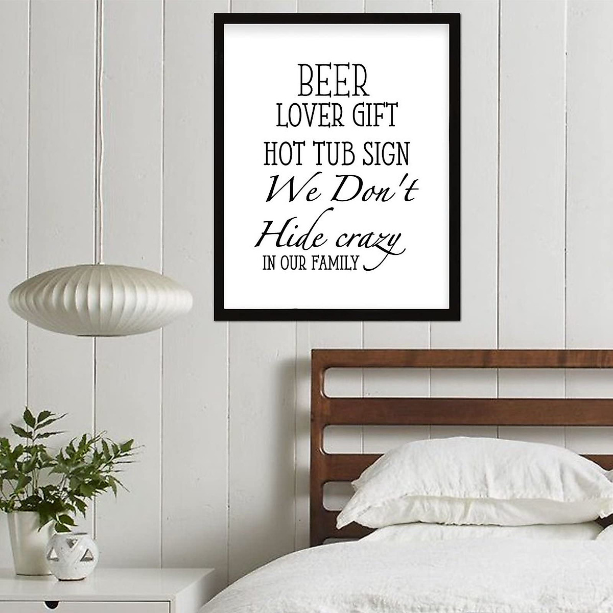 Chic Style Wooden Signs with Home Quote Beer Loved Gift Hot Tub Sign We Don't Hide Crazy in Our Family Black Frame Wooden Plaque for Baby Shower Farmhouse Porch Garden Yard Wall Decor 16x20in