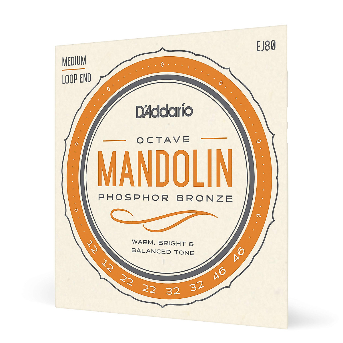 D'Addario EJ80 Phosphor Bronze Octave Mandolin Strings, Medium, 12-46