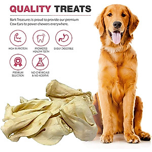 Bark Treasures Cow Ears Dog Treats (12 Pcs/Pack) - Best Cow Ear Dog Chews - Safe Rawhide Alternative - Cow Ears for Dogs - Premium Thick Cow Ears