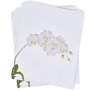 100 Pack White Orchid Floral Place Cards Flower Wedding Seating Name Card Table Setting Folded Tent Cards for Wedding Placement Party Decorations