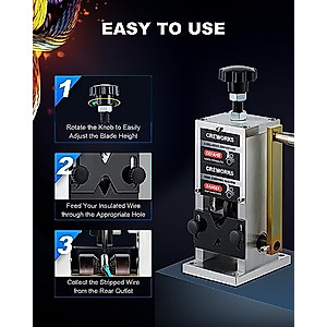 CREWORKS Manual Wire Stripper Machine, 0.06"-1" Wire Stripping Machine, Wire Stripping Tool for 1.5-25 mm Scrap Wire, 5 Channel Cable Stripper for Power Drill, Copper Wire Stripper for Leftover Cable