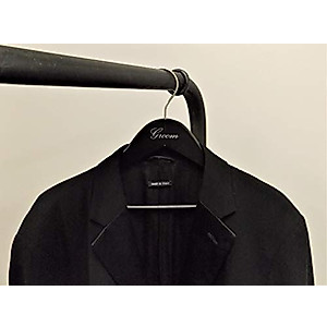 NAHANCO G20217WB Bridal Hanger, Black Wood Suit Hanger with Silver Imprint (Groom), 17” (1 Piece)