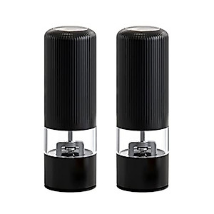 BaRdzo Electric Automatic Mill Pepper and Salt Grinder LED Light Peper Spice Grinders Seasoning Grinding Mill Kitchen Cooking Tools (Color : D, Size : 2pcs)