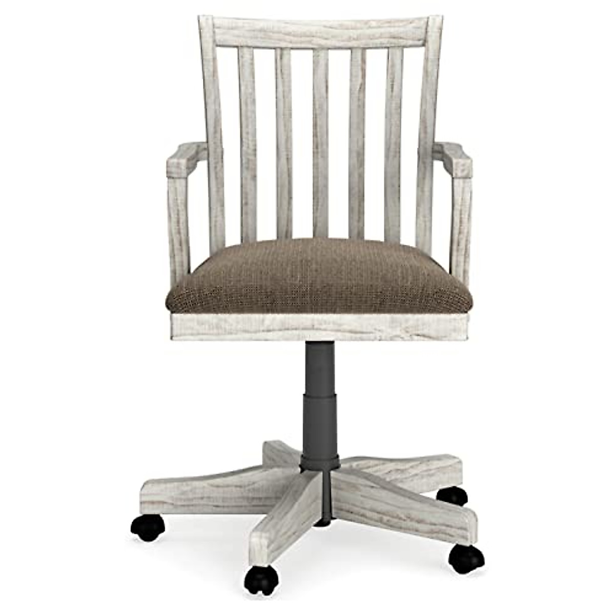 Signature Design by Ashley Havalance Casual Home Office Adjustable Desk Chair with Swivel, Whitewash & Brown