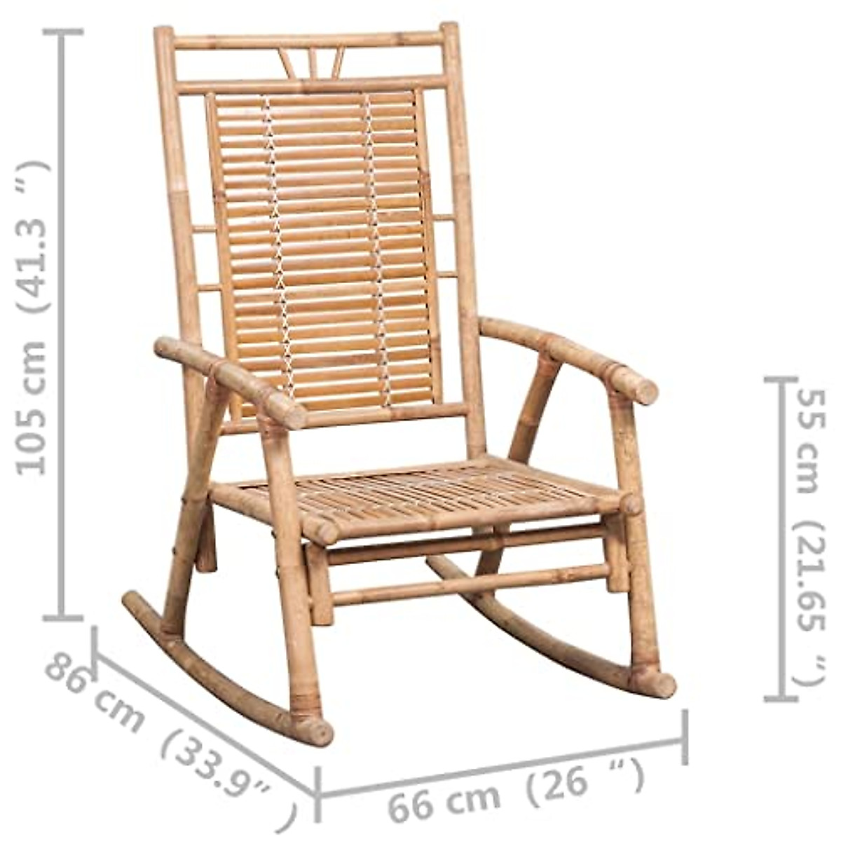 CUMYZO Rocking Chair with Cushion Bamboo 11.54kg/25.388ib