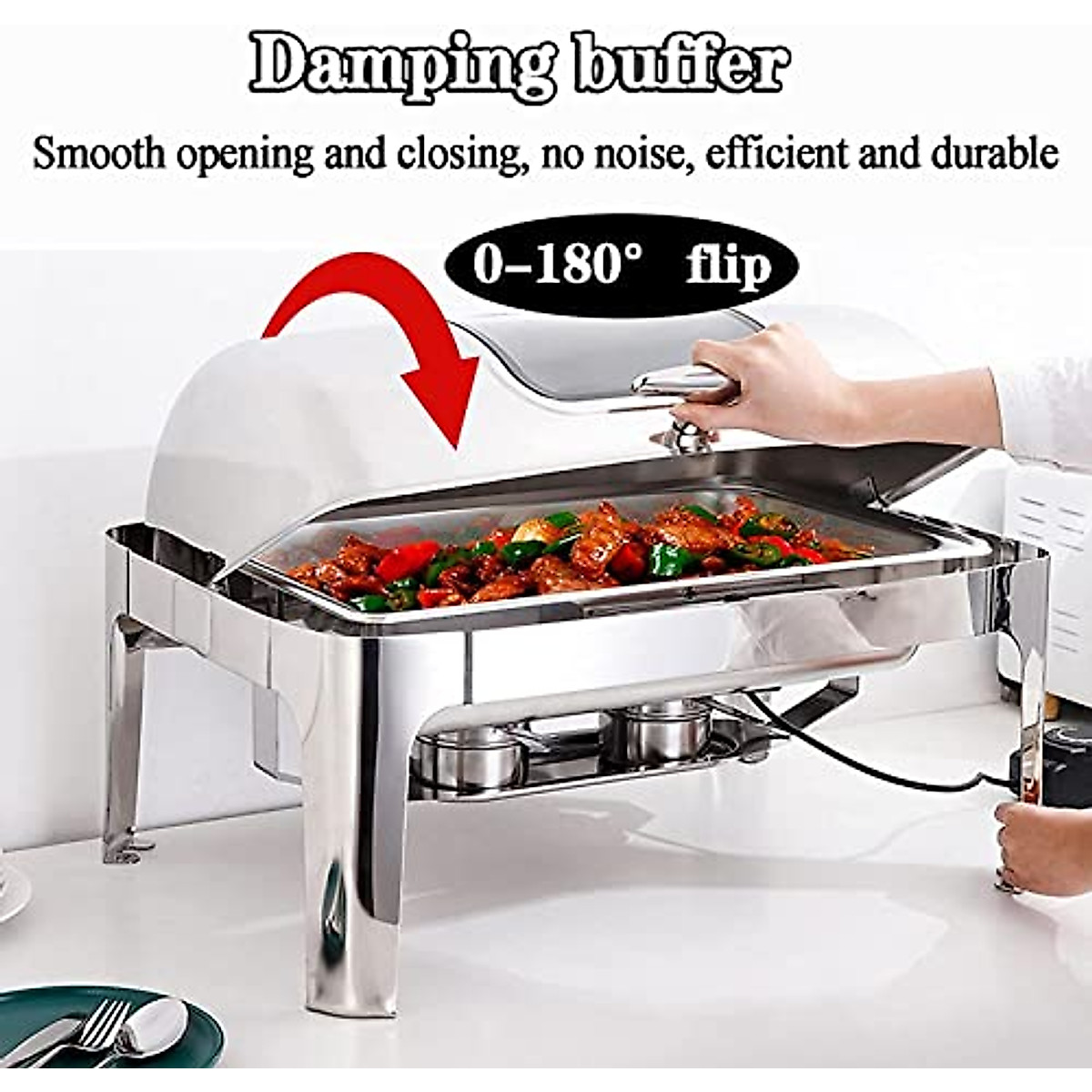 Food Warmers Electric for Parties Buffets, 9L/13L Stainless Steel Chafing Dishes Serving Food Warmer, Commercial Buffet Servers and Warmers with Visible Lid 400W (1/3 Size Pan 13L)