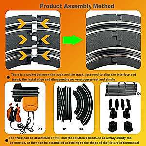 Electric Slot Car Race Track Sets for Kids Adult, with Two High-Speed Slot Cars and Two Handles to Control The Speed, Circular Overpass Race Track, Christmas Birthday Gifts Boy Toys. (Black-A)
