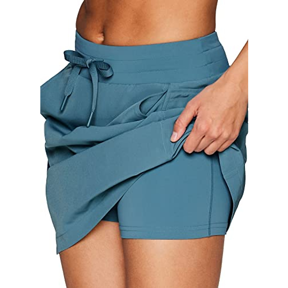 RBX Women's Quick Drying Skort with Cargo Pockets, Lightweight Breathable Stretch Woven Skort with Inner Compression Shorts, Active Skirt for Golf, Tennis, Sports, Long Cargo Teal