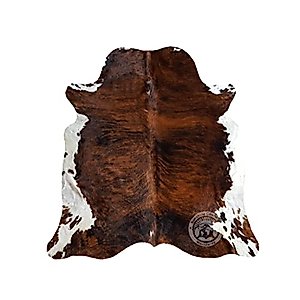 Genuine Dark Brindle Tricolor Cowhide Rug XL Size 6 x 7-8 ft. - 180 x 220 cm