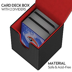 JoyHood Card Deck Box for PTCG Cards [Team R] MTG Trading Card Holder with 2 Dividers per Card Storage Box, Large Size Holds up to 150+ Cards
