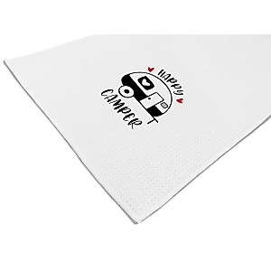 Voatok Happy Camper Camping Hand Towels Kitchen Towels Dish Towels,Cartoon RV Camping Decor Towels,Campers Camping Lovers Adventurers Men Gifts