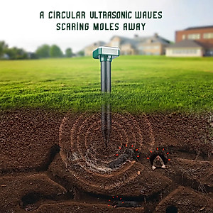 Solar Mole Repellent, 8 Pack Ultrasonic Mole Repellent Solar Powered, Waterproof Snake Vole Gopher Repellent for Garden & Yard (Green)