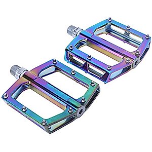 EVTSCAN 1 Pair Colorful Bicycle Pedals, Aluminum Alloy Universal Bike Pedals Replacement Compatible with Most MTB and Road Bicycle