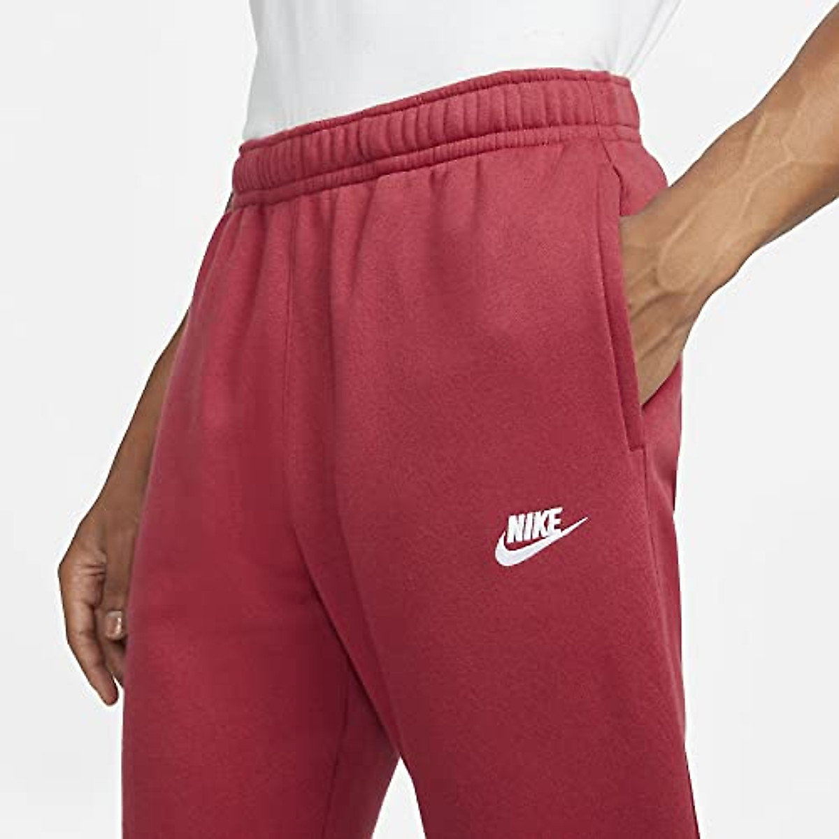 Nike Men's Sportswear Fleece Jogger Athletic Pants (as1, Alpha, x_l, Regular, Regular, Pomegranate/Pomegranate/White, X-Large)