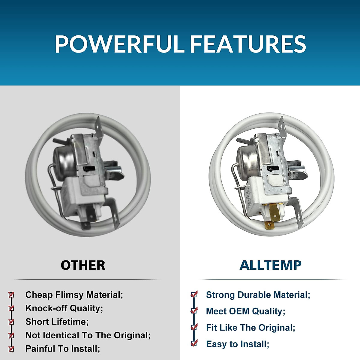 2198202 Refrigerator Cold Control Thermostat Replacement Compatible Whirlpool Kenmore 2161284 2198201 PS11739232 AP6006166 WP2198202