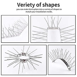 Recie Bird Spikes for Pigeons Small Birds, Premium Stainless Steel Bird Deterrent Spikes, Durable Flexible Anti Bird Spikes to Keep Birds Away Cover 10.8 Feet (10Pack - Unassembled)