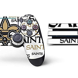 Skinit Decal Gaming Skin Compatible with PS4 Pro Console and Controller Bundle - Officially Licensed NFL New Orleans Saints Gold Blast Design