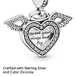 PANDORA Heart & Angel Wings, Clear CZ
