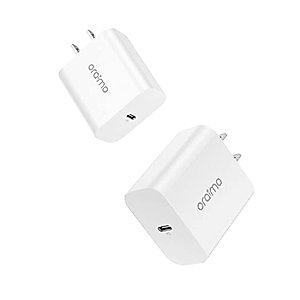 [2-Pack] USB C Wall Charger, oraimo Charger Block 20W, PD Fast Charging Power Adapter Plug for iPhone 14/13/12/11 Pro Max, Mini, Pro XR, Galaxy, Pixel 4/3, iPad/iPad Mini and More (White)