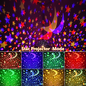 DSTANA Star Projector Night Lights for Kids, Starry Night Light with Timer, 360 Degree Moon Star Ceiling Lamp for Baby Bedroom Decor, Birthday Gifts Toy for 3 to 12 Year Old Girls Boys