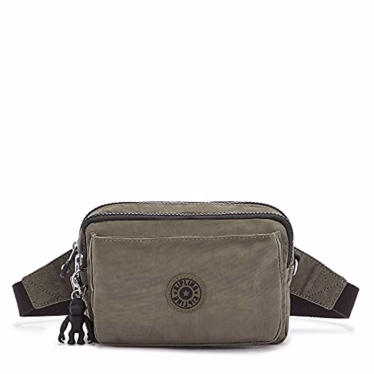 Kipling Women’s Abanu Crossbody Bag, Lightweight, Adjustable Nylon Waist Pack with Multi-Compartment Zip Pockets, Green Moss