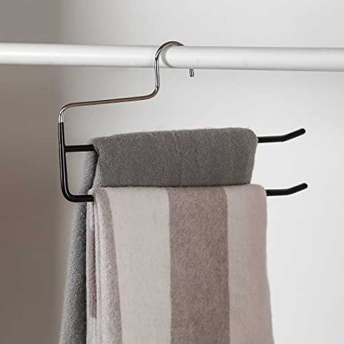 SHIMOYAMA Pants Hangers, 5 Pack, Double Rod Pant Hanger for Jeans, Space-Saving Slack Hangers, Trouser Hangers, Black