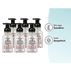 J.R. Watkins Foaming Hand Soap Pump with Dispenser, Moisturizing All Natural Hand Soap Foam, Alcohol-Free, Cruelty-Free, USA Made, Use as Kitchen or Bathroom Soap, Grapefruit, 9 fl oz, 6 Pack