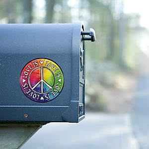 Inspirational Car Magnet Love is Love Peace Magnetic Decal for Locker or Fridge, 5 1/2 Inch