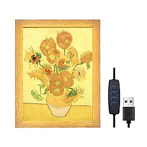 ESUE Idea Art Design Night Light for Kids or Family, Picture Desk Lamp, 8.6 inch Bedside Table Lamp, 3 Light Modes Dimmable Desktop LED for Living Room Home Office Gifts (VG-Sunflowers)