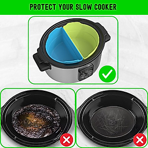 Silicone Slow Cooker Liners Compatible With 6-8QT Crock, Silicone Slow Cooker Divider Allows Cooking Two Different Meals At Once Time, Reusable Silicone Divider Insert, Dishwasher Safe, BPA Free.