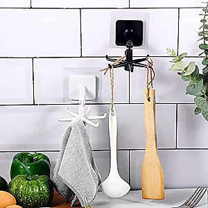 OPENDGO 4 PCS 360°Rotating Folding Hook Self-Adhesive Wall Hooks Kitchen Hooks for Hanging,Waterproof Utility Hook Towel Key Hooks,180 Degrees Vertical Flip Hook for Bathroom Kitchen Home Living Room