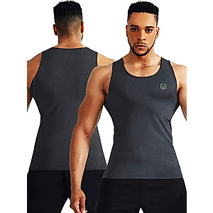 NELEUS Men's 3 Pack Compression Tank Top Tight Muscle Shirts,5074,Black (Grey)/Slate Gray/Navy,US L,EU XL