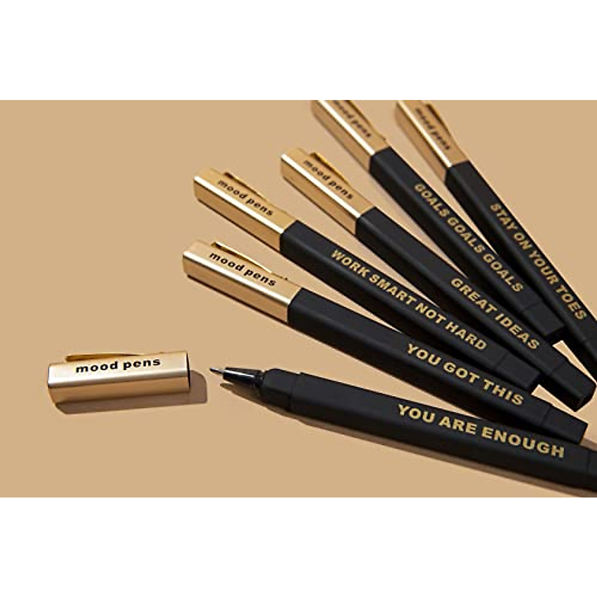 Mood Pens™ Premium Ballpoint Pens, Back-to-School, Smooth & Comfortable, Medium Point, Refillable, 1.0mm, Black Ink, Positive Thoughts for Mental Health (12)