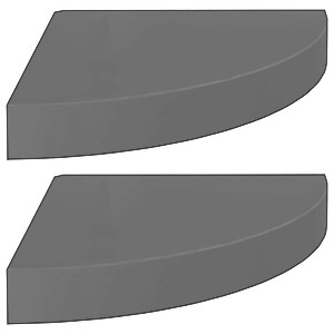 homiuse Floating Corner Shelves 2 pcs High Gloss Gray 9.8"x9.8"x1.5" MDF Shelves for Wall Decor Small Wood Shelf for Bedroom Living Room Laundry Room Bookshelf Wall Hanging Shelves Lack Shelf