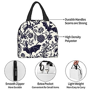 Halloween Bat Flower Lunch Bag Insulated Tote Cooler for Women ,small Lunch Box bags Reusable Womens Freezable Cooling cute Halloween Bat Flower with Container Waterproof