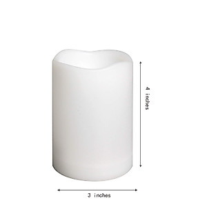 Waterproof Battery Operated LED Pillar Candle Outdoor Flameless Flickering Plastic Resin Electric Light with Timer for Birthday Baby Party Wedding Decoration Patio Garden Home Decor 3x4 Inches