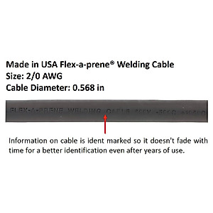 500 Amp Welding Electrode Holder Lead Assembly - Dinse 70-95 Connector - 2/0 AWG Cable (15 FEET)