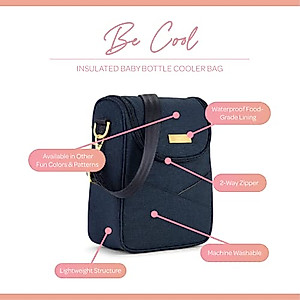JuJuBe Insulated Baby Bottle Cooler Bag for Travel Breastmilk Storage, Portable Bottle Carrier for Breast Milk Bottles, Ice Pack, Multipurpose Insulated Food Storage Bag, “Be Cool” - Indigo Chromatics