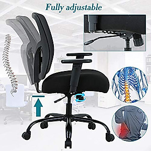 Big & Tall Office Chair Heavy Duty 400LBS Computer Desk Chair Ergonomic High Back Task Rolling Swivel Mesh Chair with Lumbar Support & Adjustable Armrest Modern Executive Chair for Women Men, Black