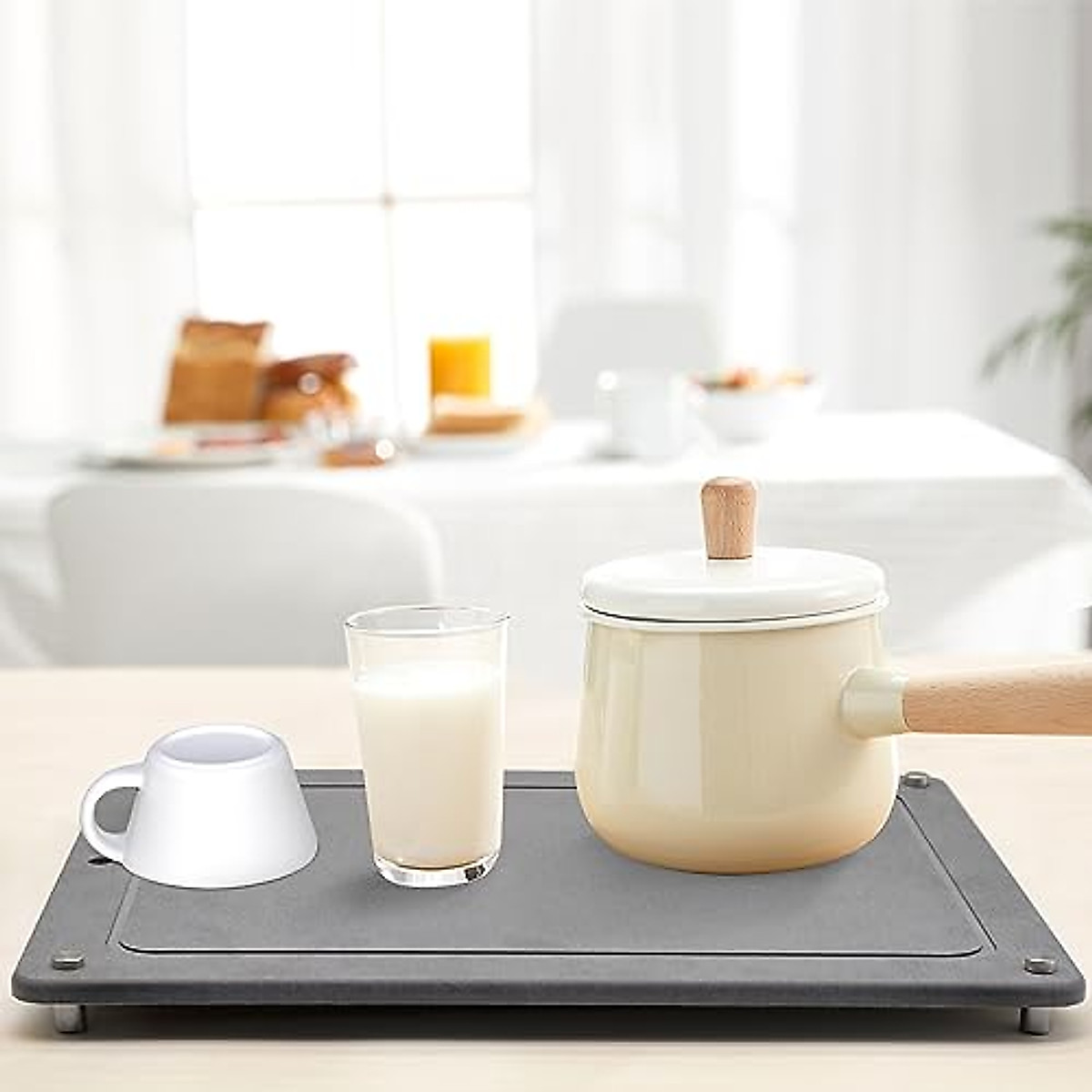 Water Absorbing Stone Dish Drying Mats for Kitchen Counter, Quick Dry Diatomaceous Earth Sink Tray Mat for Dish Bottles Cups, Bathrooms Multi-Room Use