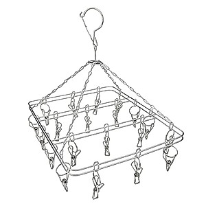 WAIKAS Space Saving Hangers with 20 Clips for Socks Underwear Baby Clothes, 304 Stainless Steel, Wind Proof