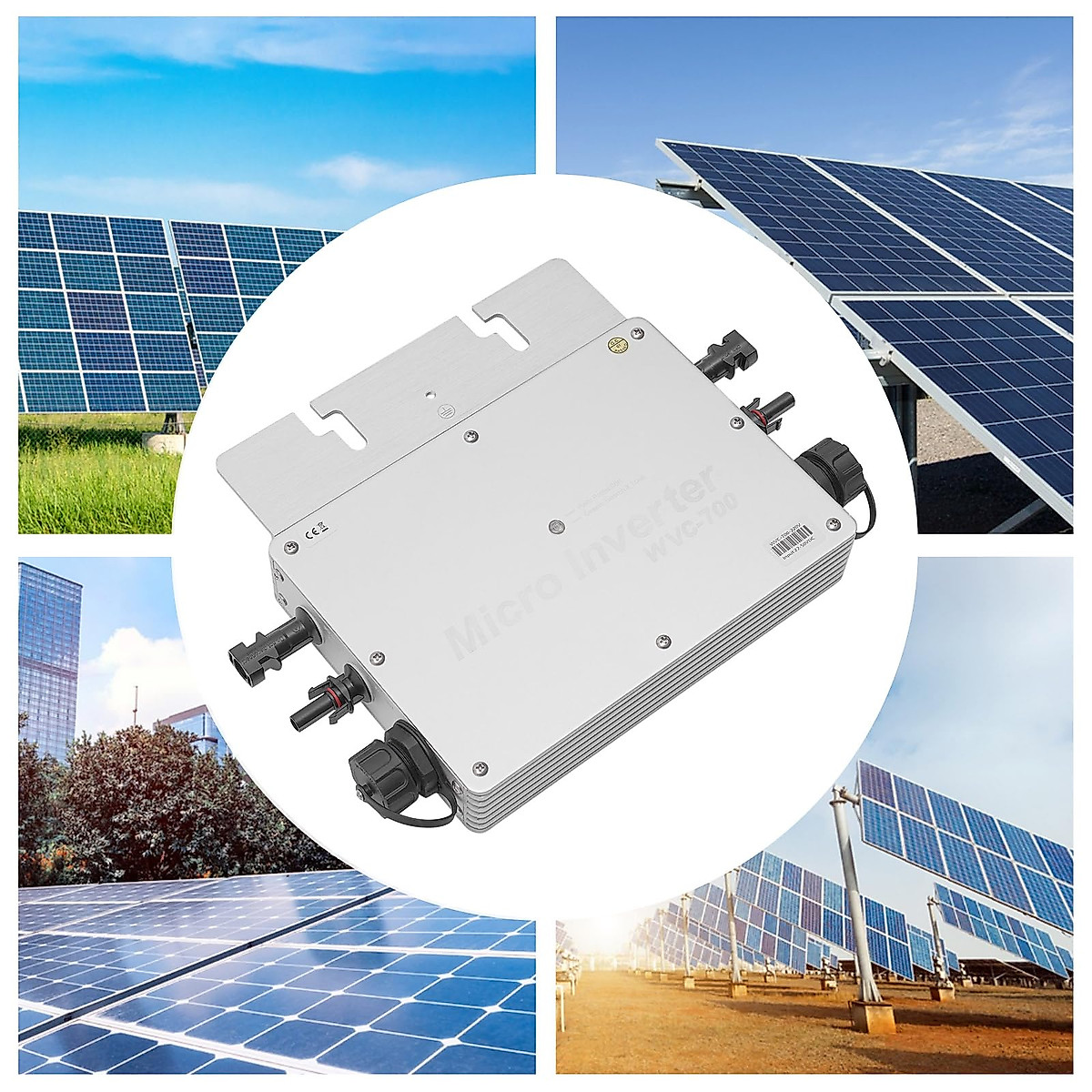 700W Solar Inverter Grid Tie MPPT Micro Inverter, DC22-50V to 120V Self Cooling Pure Sine Wave Solar Inverter w/AC Connection Cable