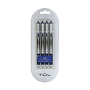Tul Retractable Gel Pens 0.7mm Needle Point, Blue 4/pk