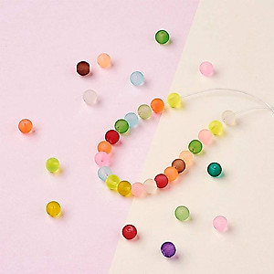 500pcs Frosted Glass Round Spacer Beads 6mm Mixed Color Mini Loose Beads for Necklace Bracelet Jewelry Making Craft DIY Accessories