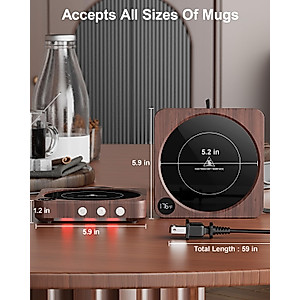 House Gem Mug Warmer - 36W Coffee Mug Warmer for Desk with Temperature Display, 2-12Hrs Auto Shut Off, Smart Candle Warmer - Ideal Coffee Gifts Accessories Keep Beverages Coffee Warmer (Wood)