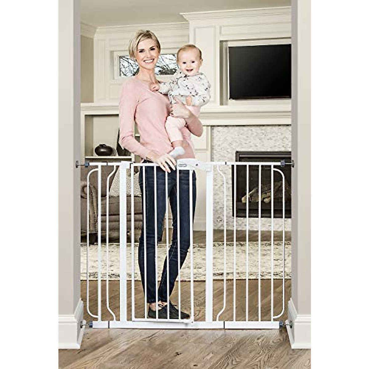 Regalo 37-Inch Extra Tall and 49-Inch Wide Walk Thru Baby Gate, Includes 4-Inch and 12-inch Extension Kit, 4 Pack of Pressure Mount Kit and 4 Pack of Wall Mount Kit