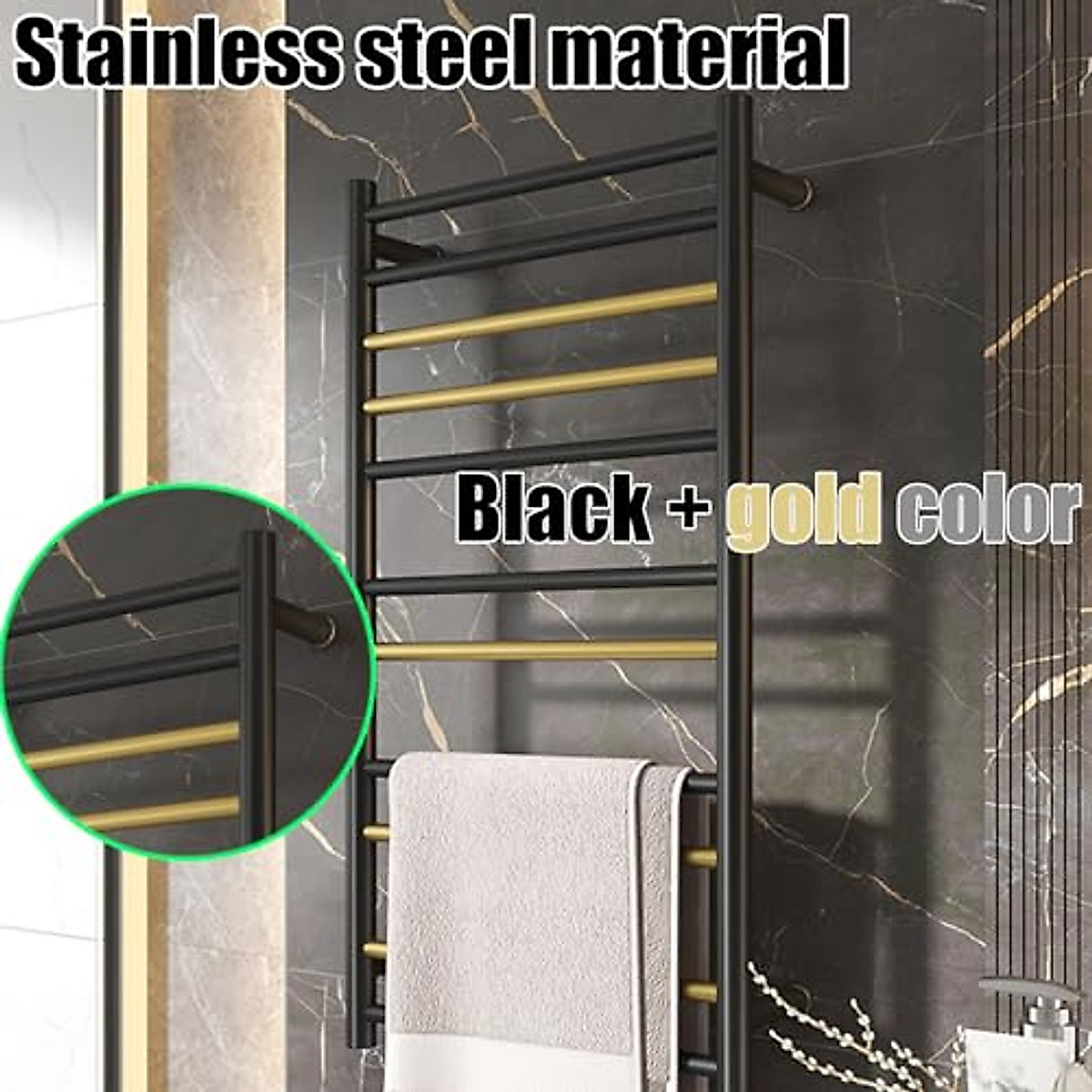 NJDQFA Wall Mounted Energy-Saving Electric Towel Warmer,Stainless Steel Hot Towel Warmer Thermostatic,Heated Towel Racks for Bathroom,Hard Wired